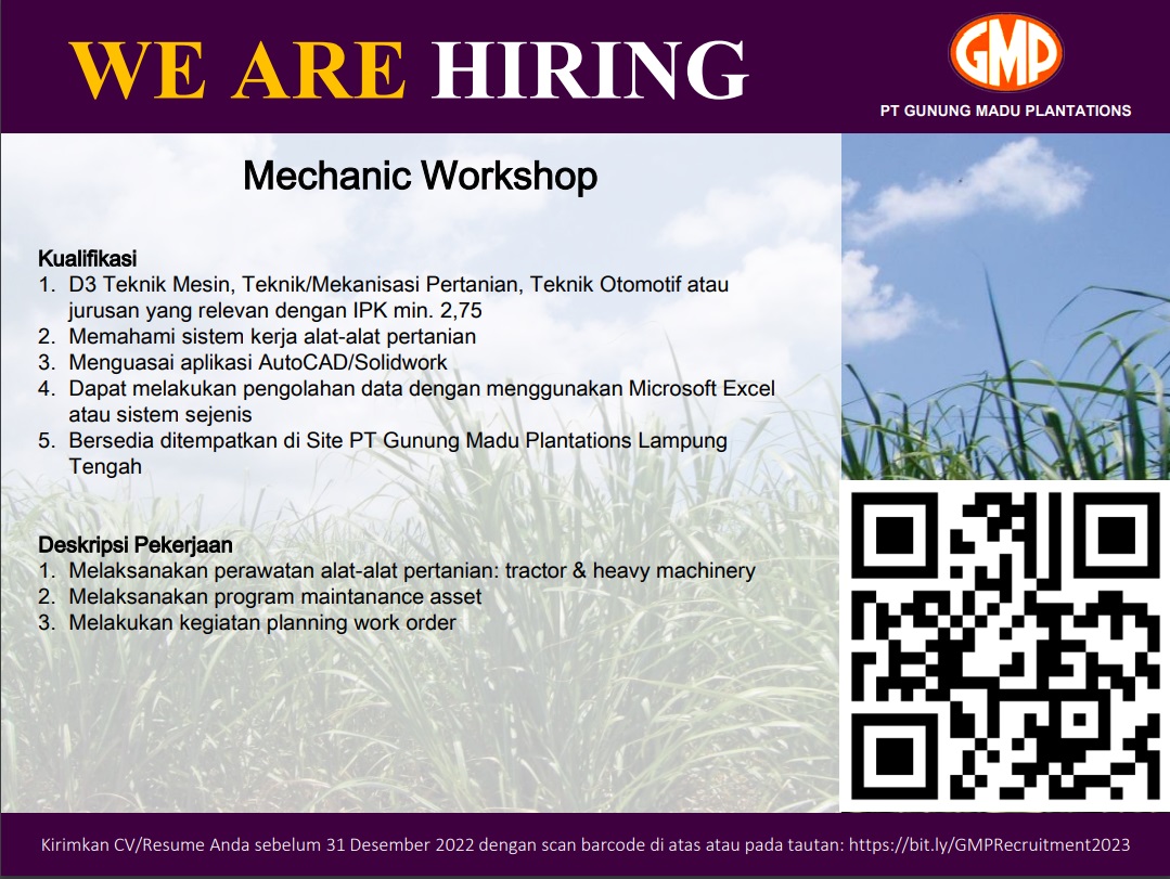 PT. GUNUNG MADU PLANTATIONS – Departemen Teknik Mesin Sekolah Vokasi
