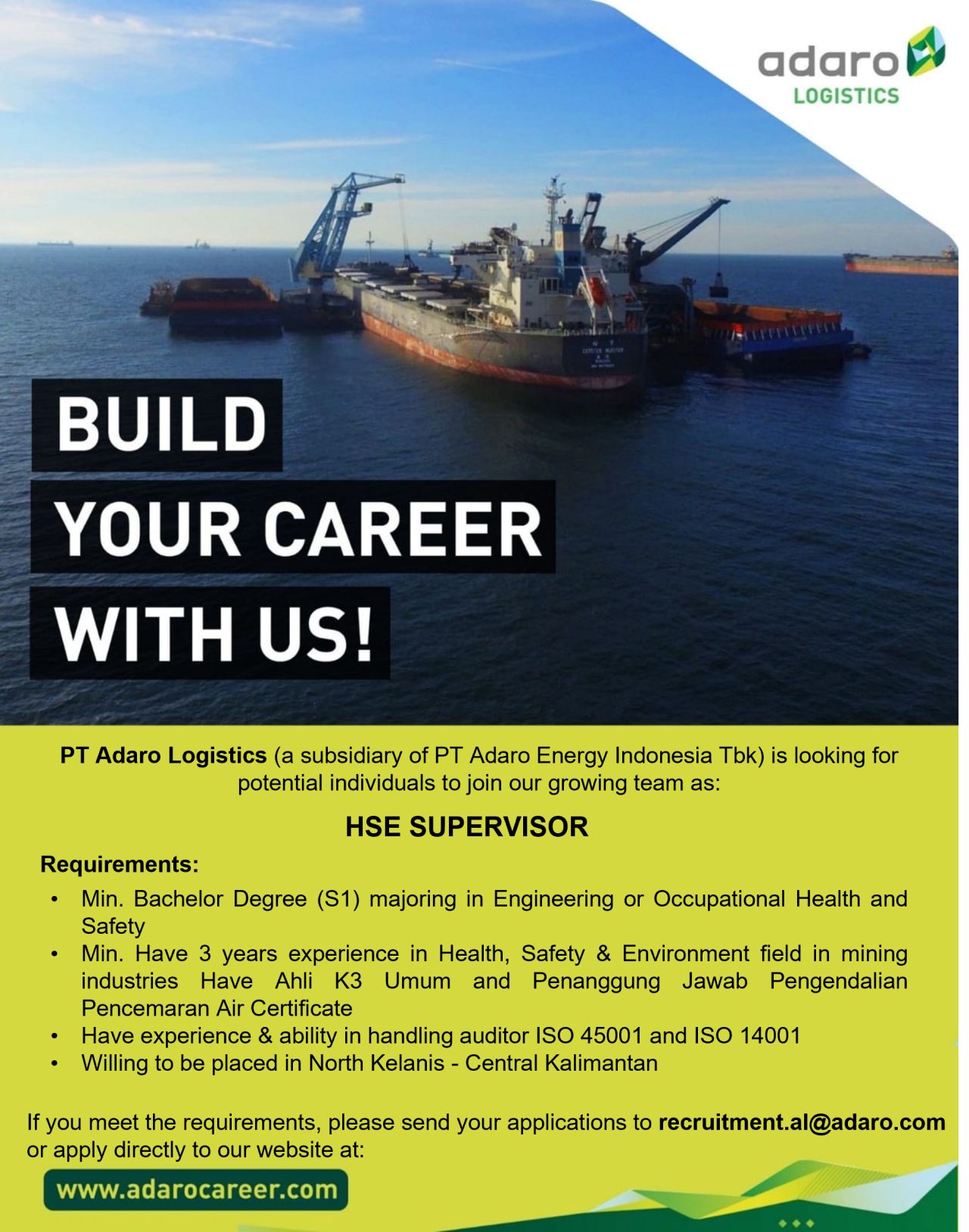 PT Adaro Logistics & PT Indonesia Multi Purpose Terminal – Departemen ...