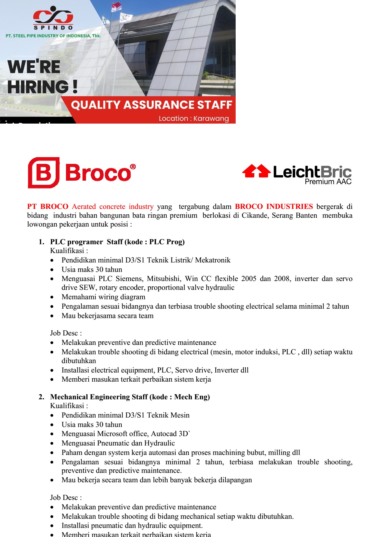 PT. BROCO AERATED CONCRETE INDUSTRY – Departemen Teknik Mesin Sekolah ...