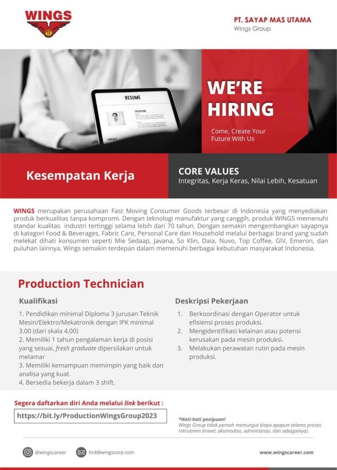 PT. SAYAP MAS UTAMA – Departemen Teknik Mesin Sekolah Vokasi