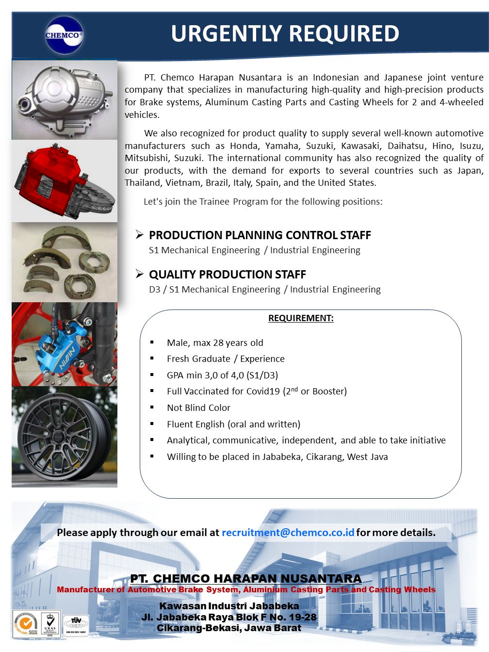 PT. Chemco Harapan Nusantara – Departemen Teknik Mesin Sekolah Vokasi