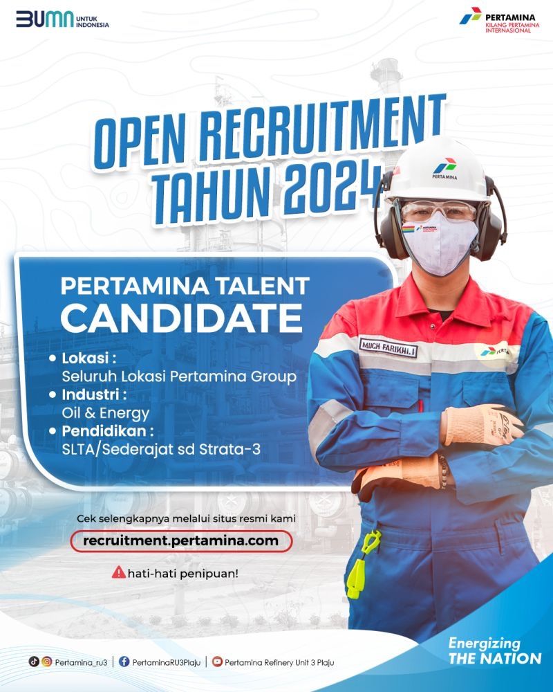 PERTAMINA TALENT CANDIDAT untuk SLTA/Sederajat sd Strata 3 – Departemen ...