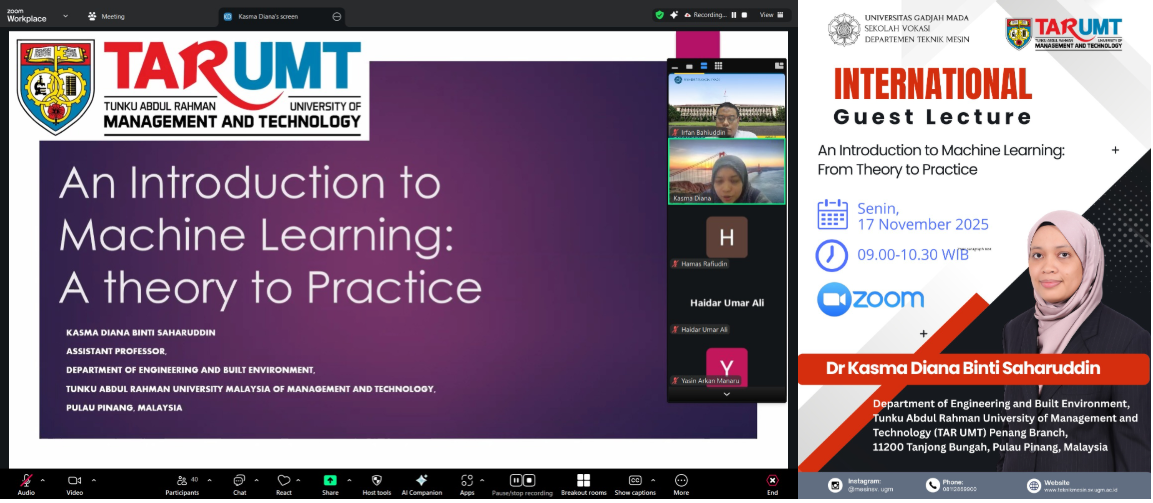 DTM SV UGM Selenggarakan International Guest Lecture Bertema Machine Learning bersama TAR UMT ...
